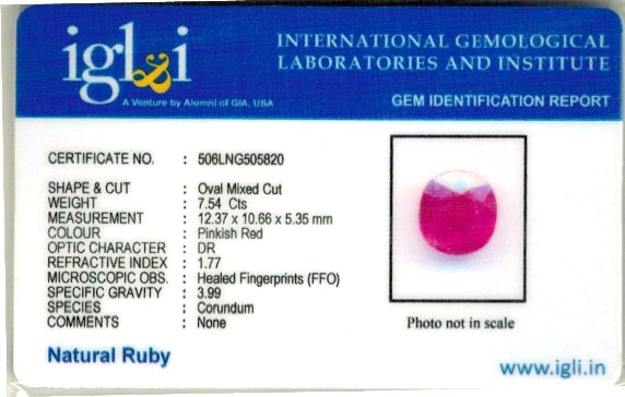 8 Carat Natural Certified Ruby Stone online shopping